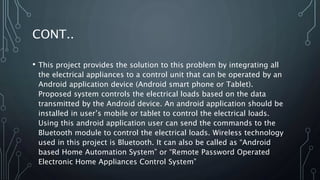 Presentation on bluetooth controlled electronic home appliances | PPTX