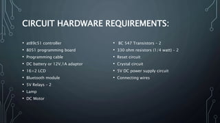 Presentation on bluetooth controlled electronic home appliances | PPTX