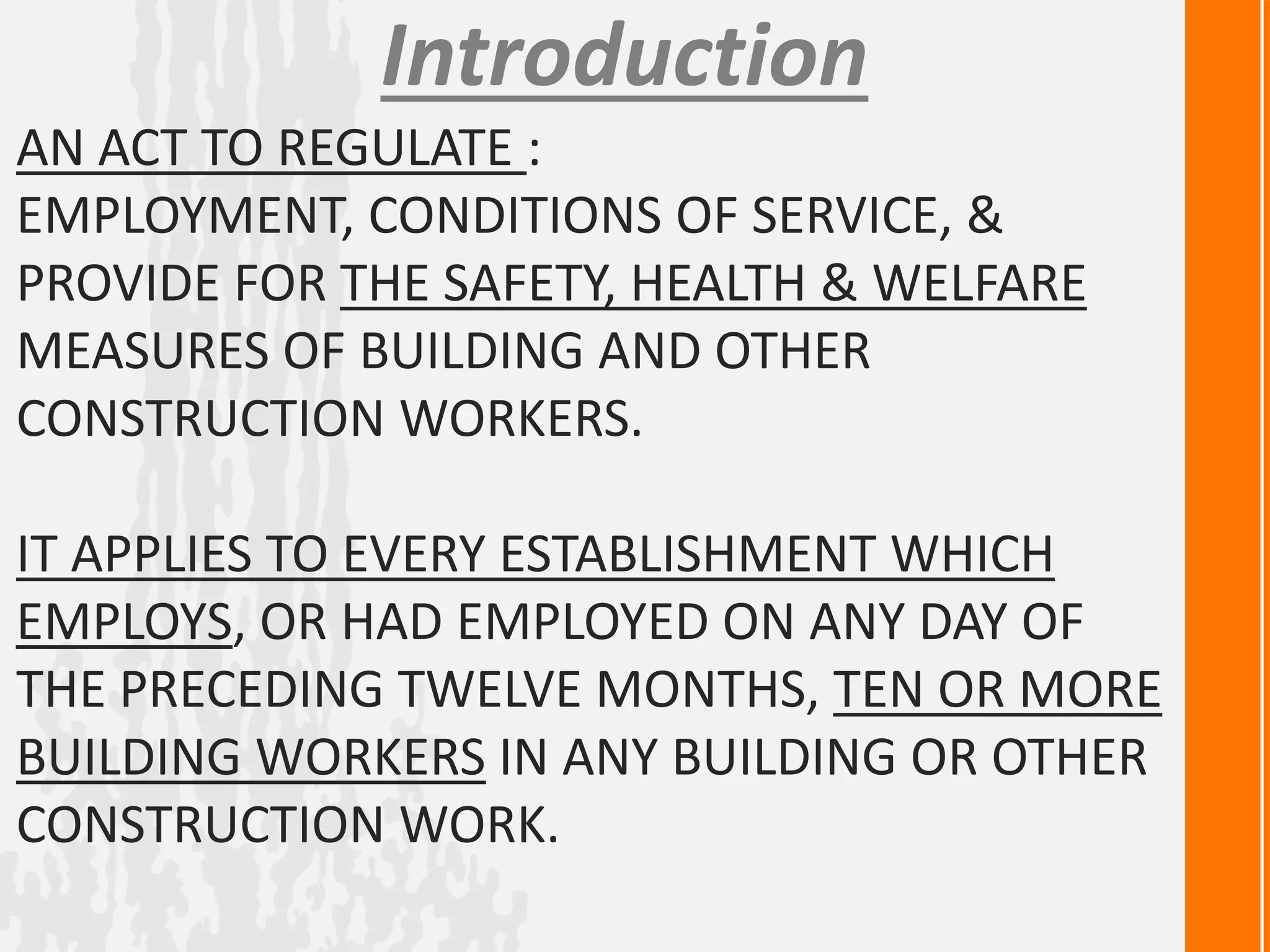 Presentation on bocw act. | PPTX