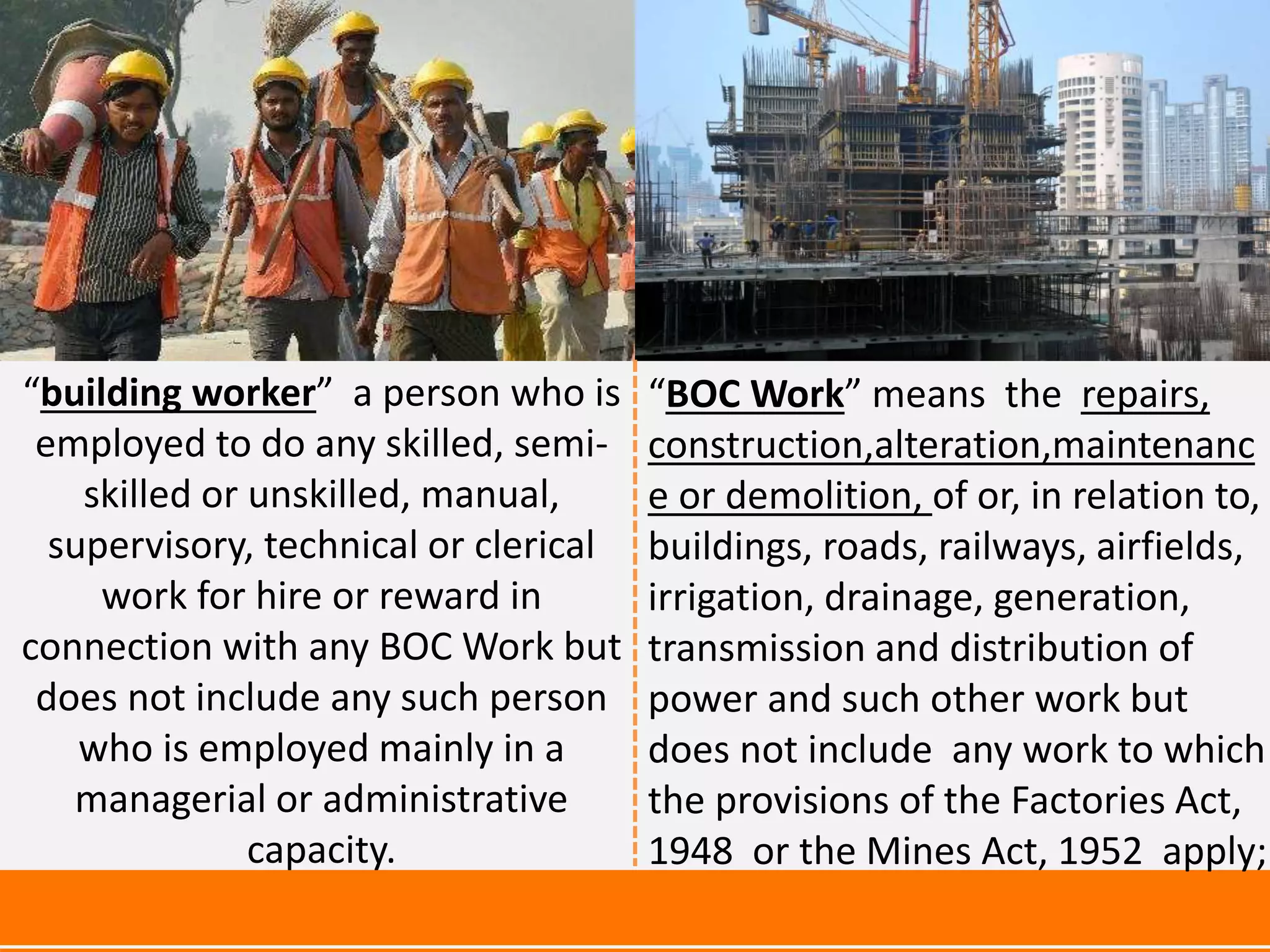 Presentation on bocw act. | PPTX