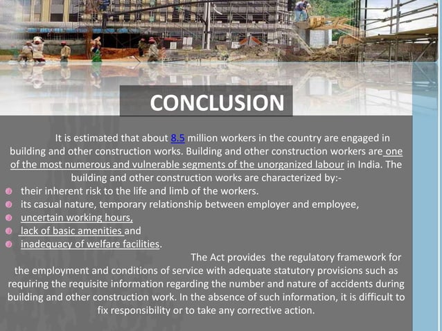 Presentation on bocw act. | PPTX