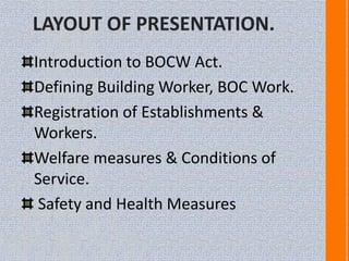 Presentation on bocw act. | PPTX