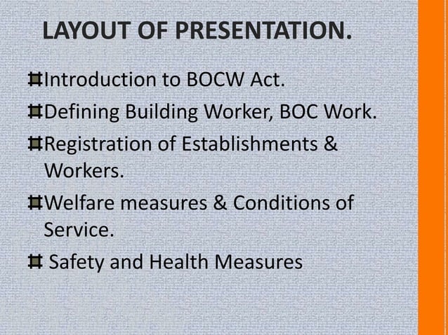 Presentation on bocw act. | PPTX