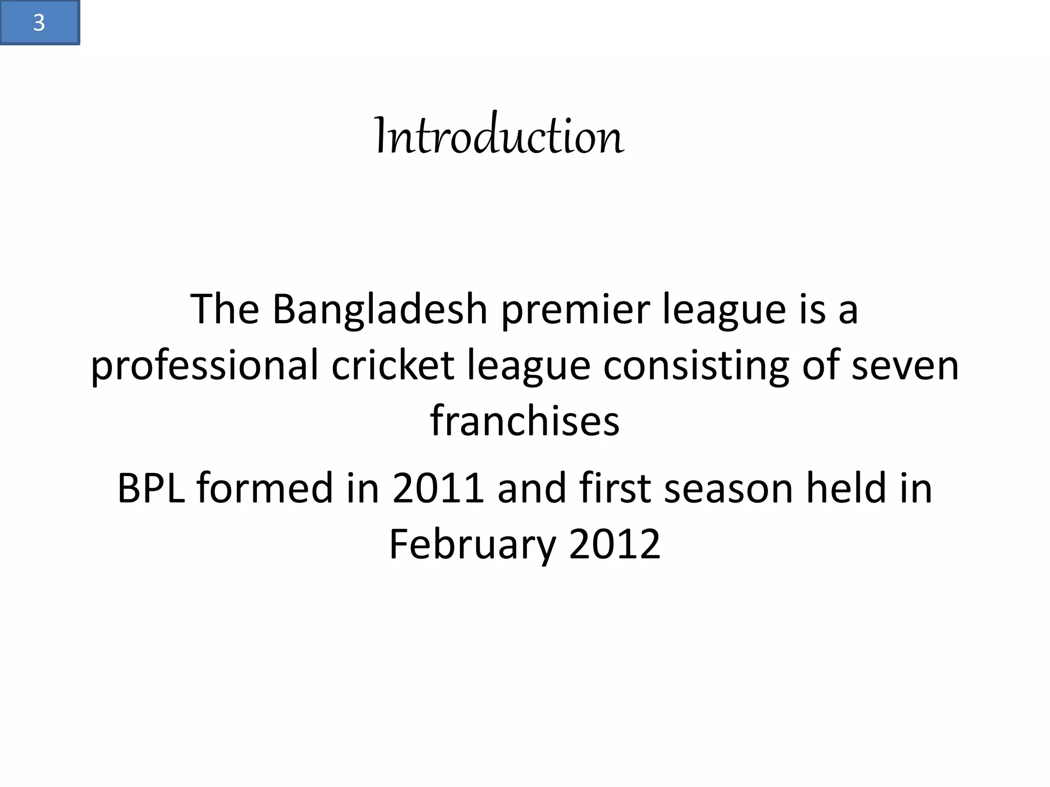Presentation on Bangladesh premier league (BPL) | PPTX