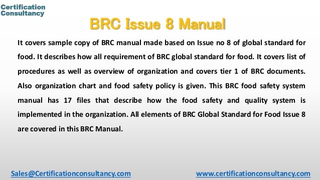 Presentation on BRC Issue 8 Food Safety Documentation Requirements ...