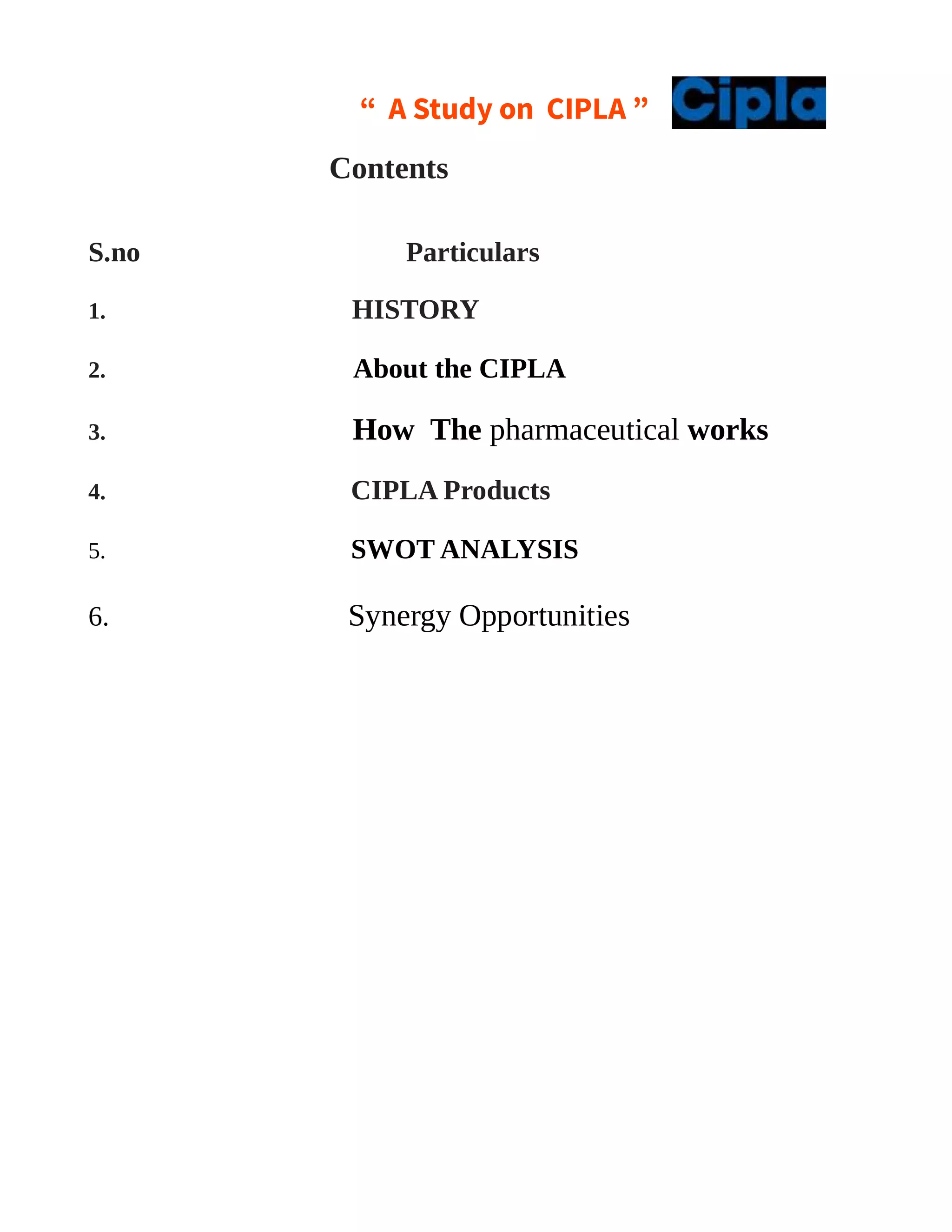 Presentation on CIPLA | PDF