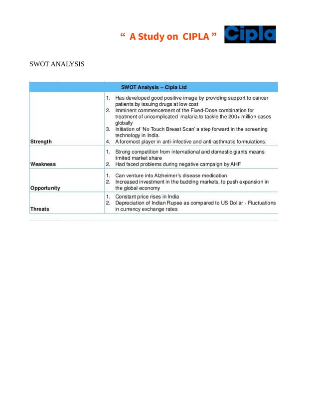 Presentation on CIPLA | PDF