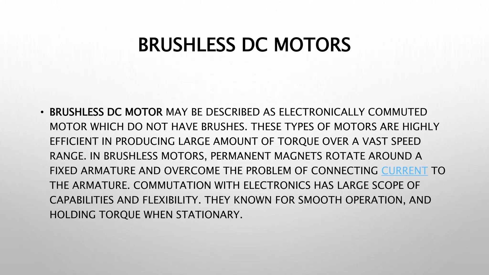 Presentation on brushless dc motor | PPTX
