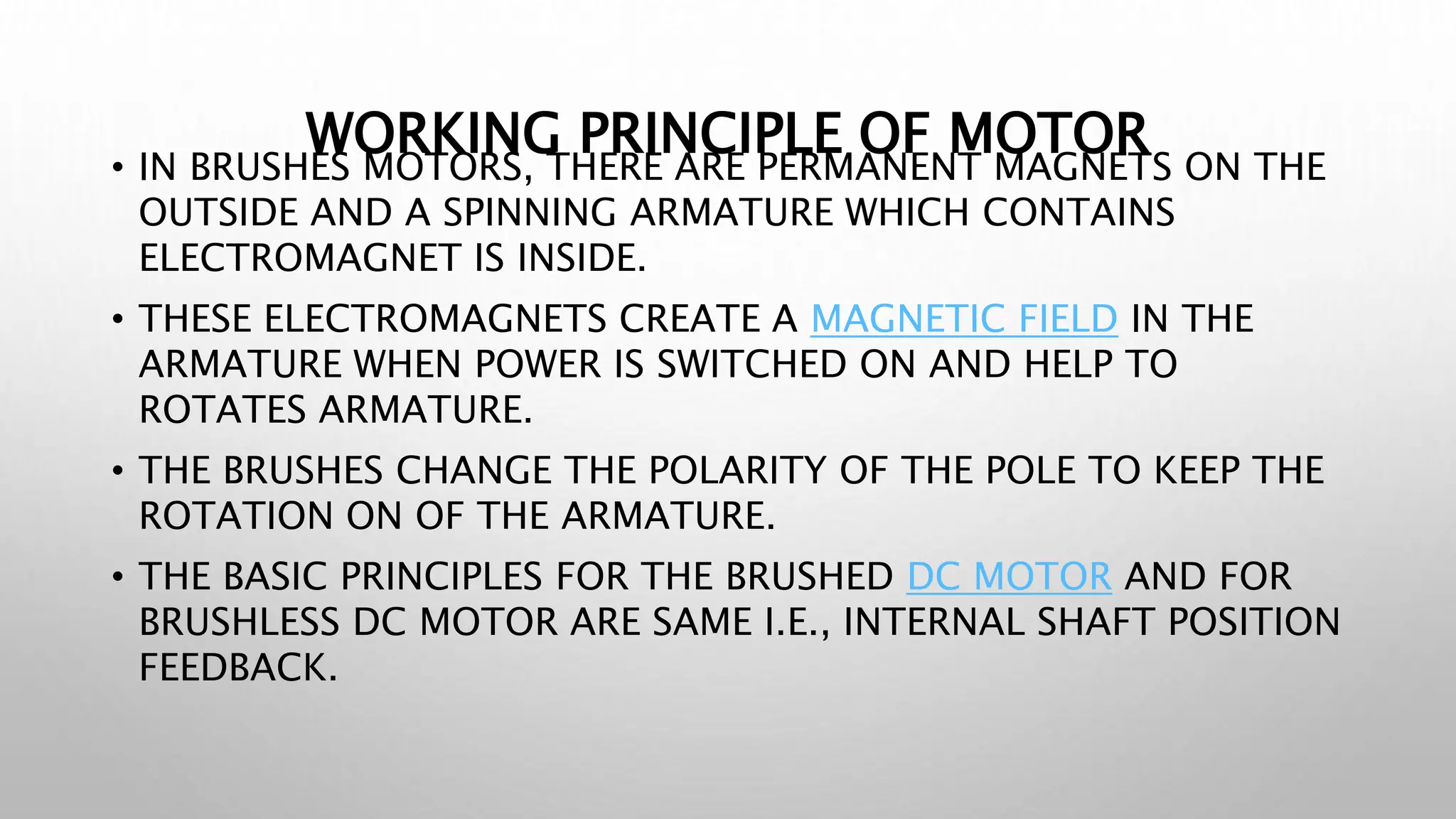 Presentation on brushless dc motor | PPTX