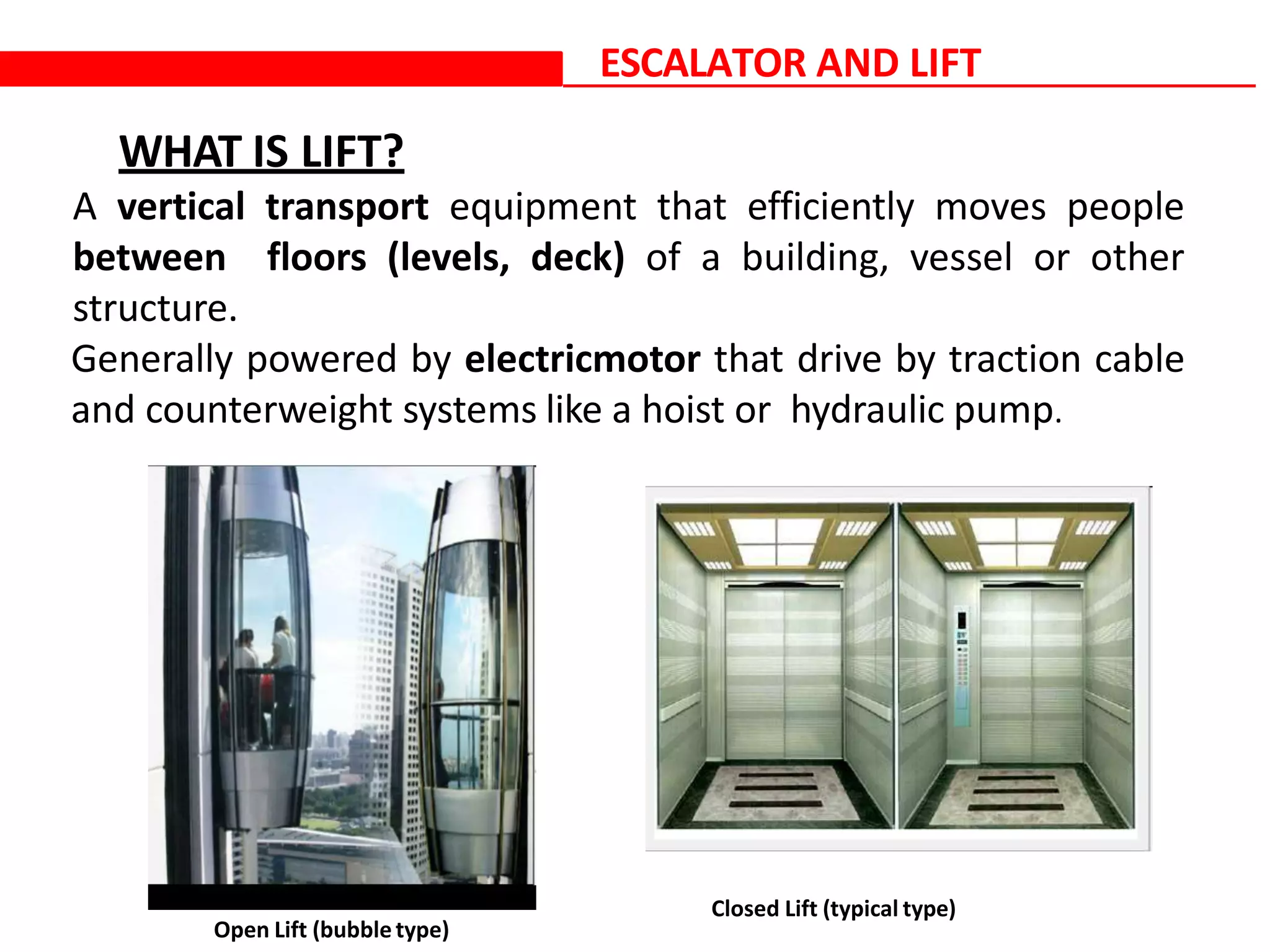 building service - lift and escalators | PPTX