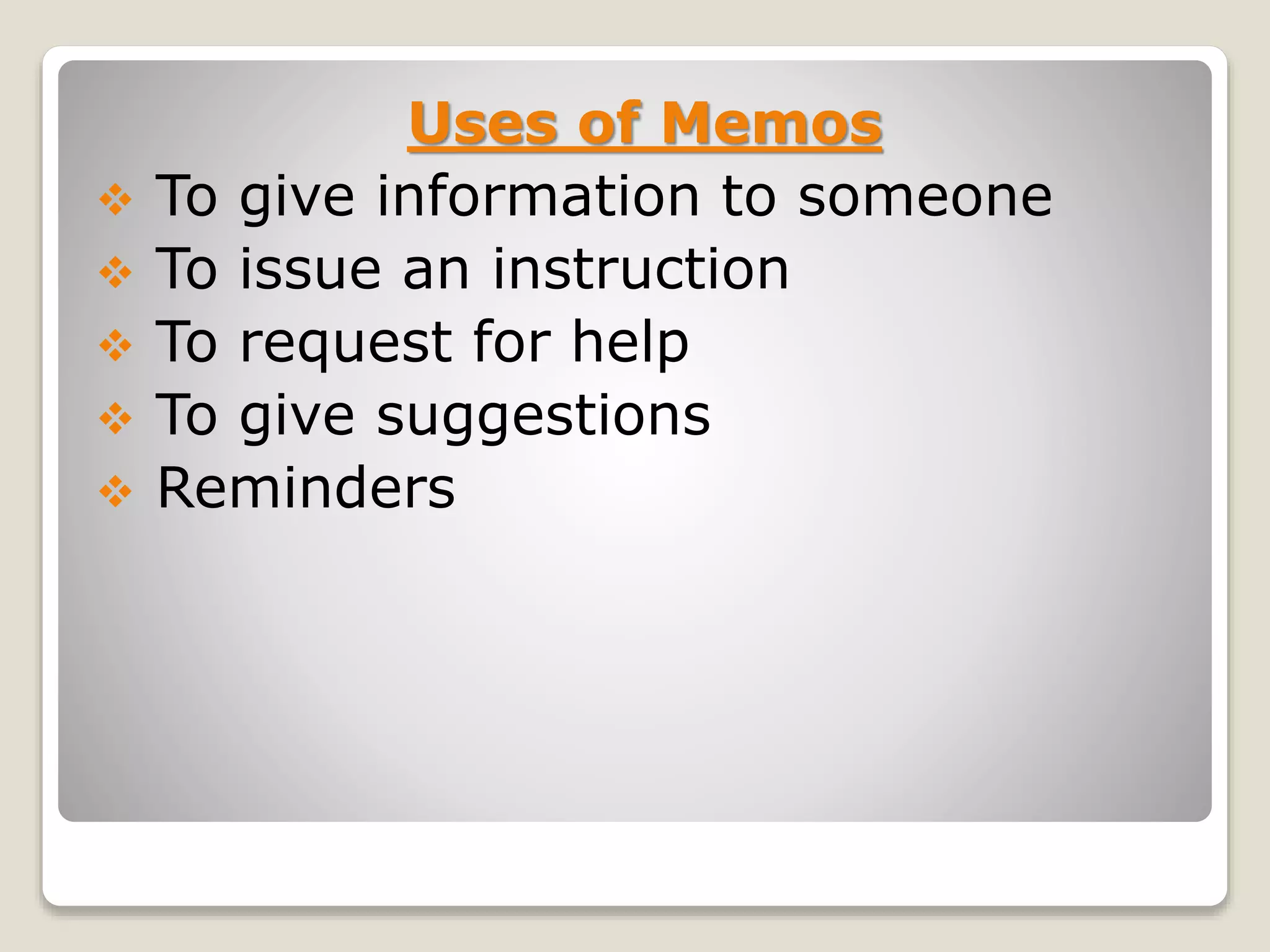 Presentation on business memo's | PPTX