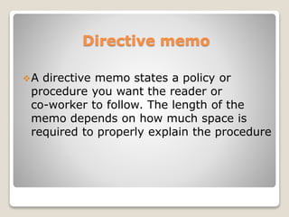 Presentation on business memo's | PPTX