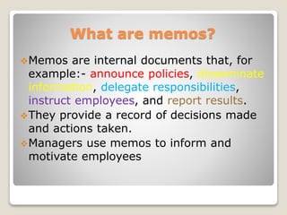 Presentation on business memo's | PPTX