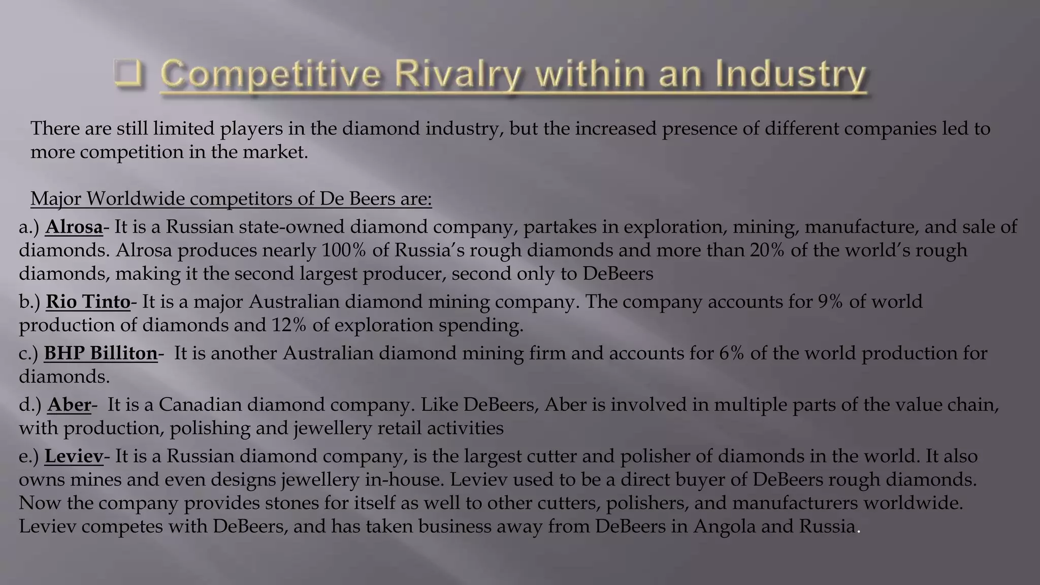 BUSINESS STRATEGY OF ‘DE BEERS’ | PPTX