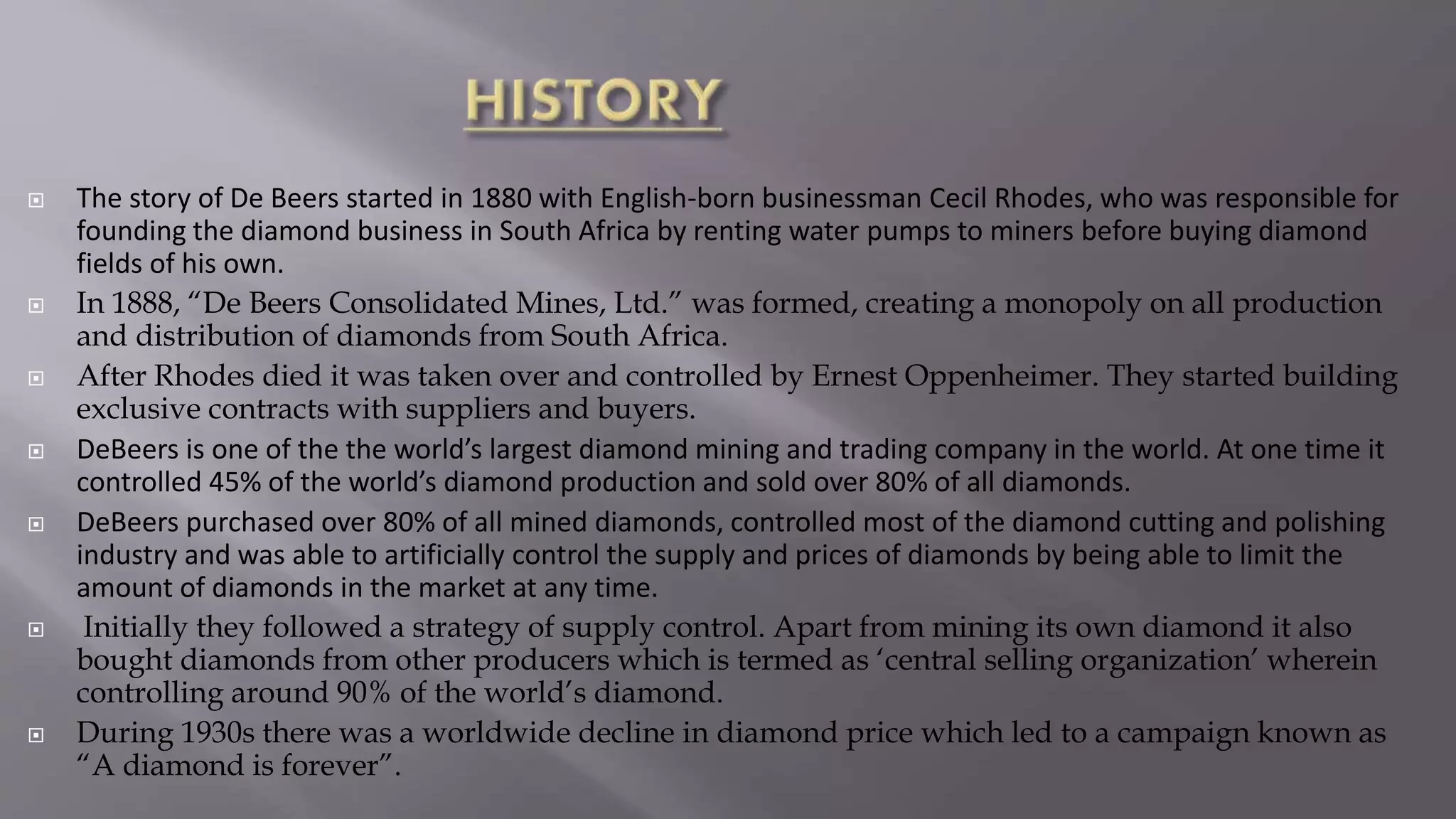 BUSINESS STRATEGY OF ‘DE BEERS’ | PPTX