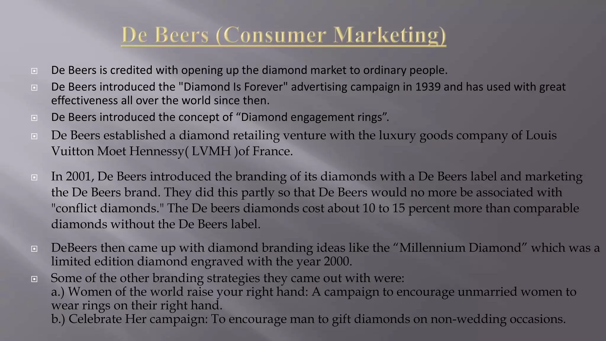 BUSINESS STRATEGY OF ‘DE BEERS’ | PPTX