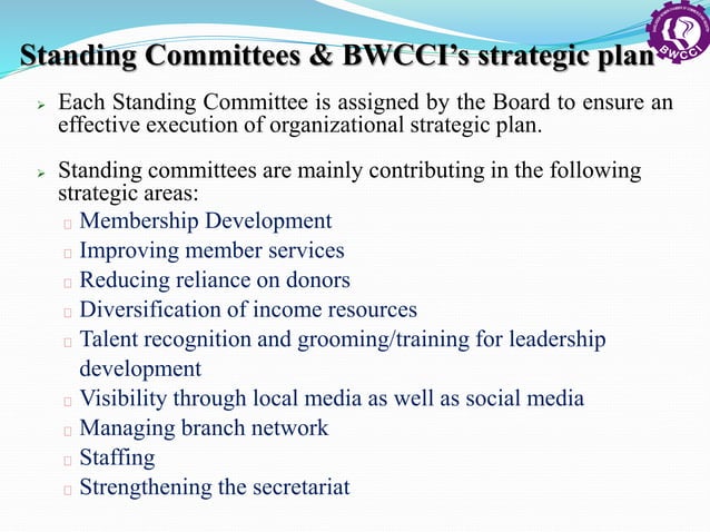 Presentation on BWCCI standing commiittees | PPT