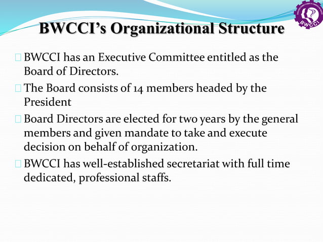 Presentation on BWCCI standing commiittees | PPT