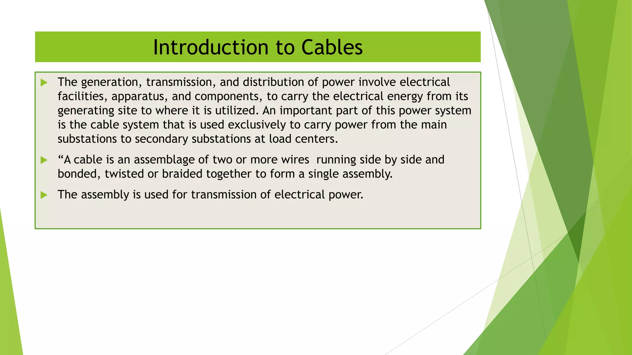 Presentation on cables | PPTX