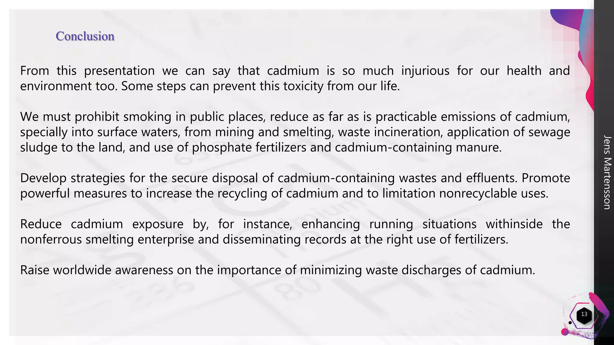 Presentation on cadmium poisoning | PPTX