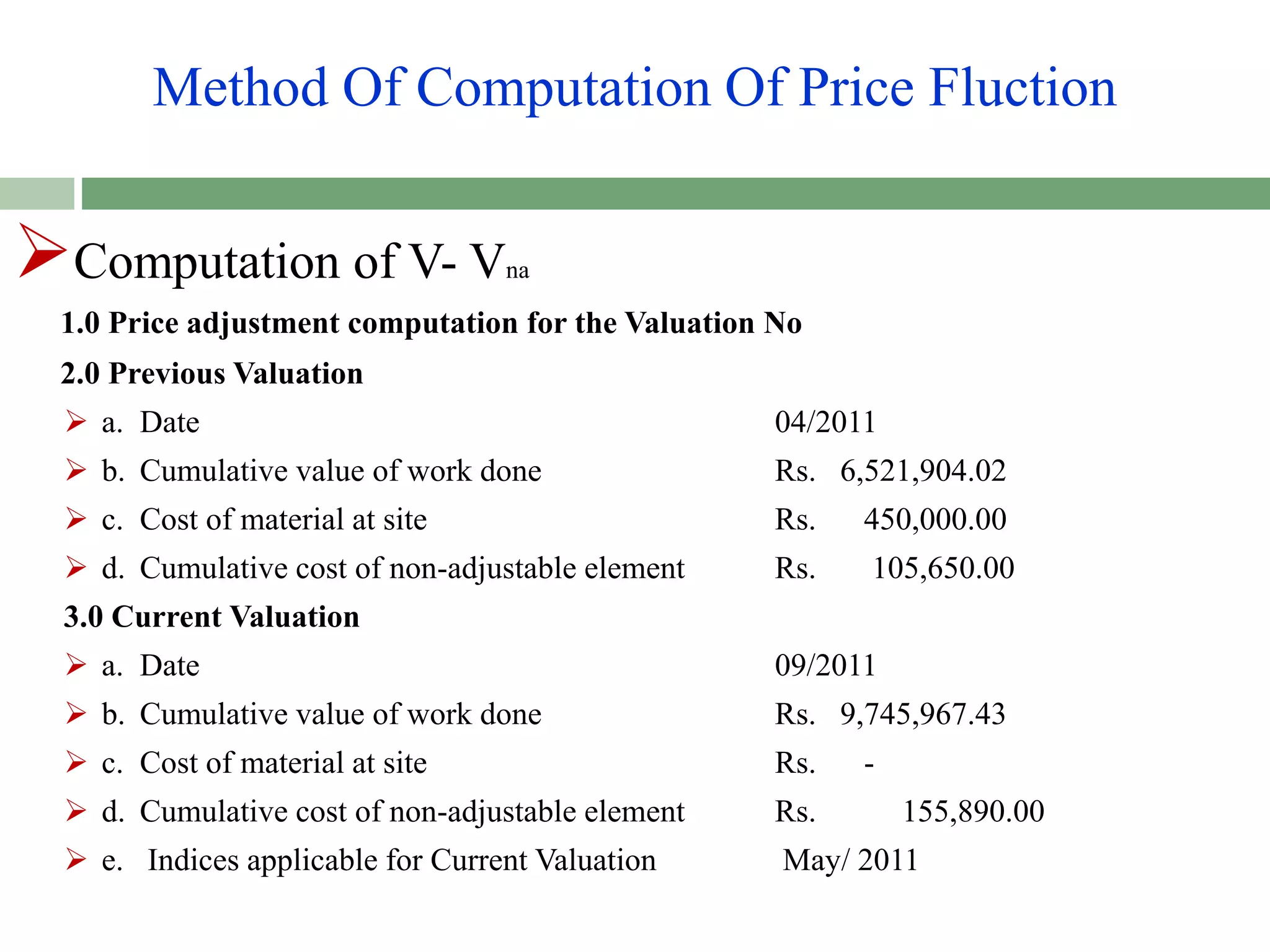 Presentation on calculation_of_price_escalation | PPT