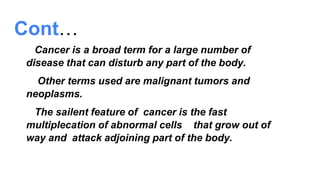 presentation on CANCER.pptx for bsc nursing | PPTX