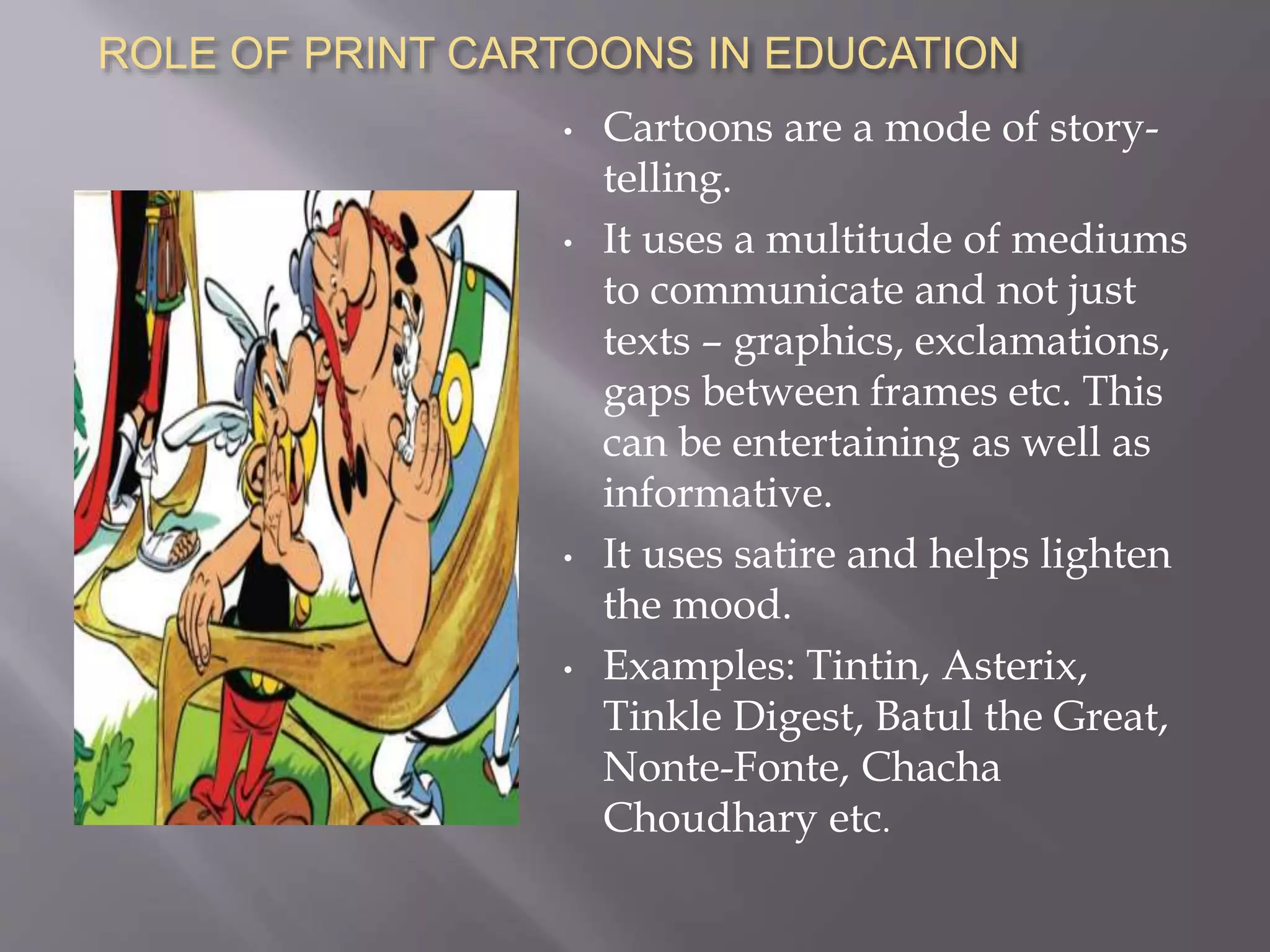 Presentation on cartoons as language arts | PPT