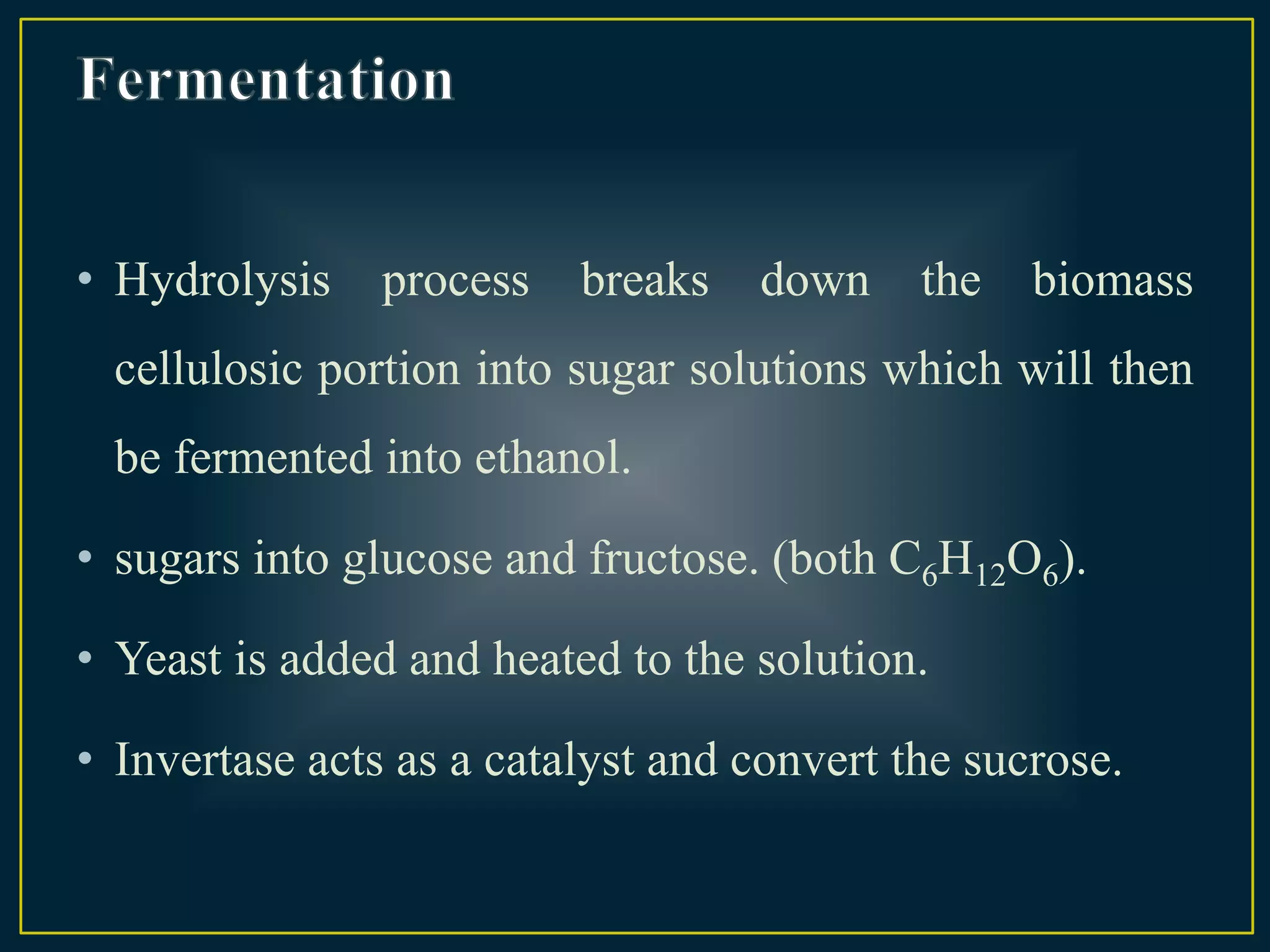 Presentation on cellulosic ethanol process from biomass | PPTX