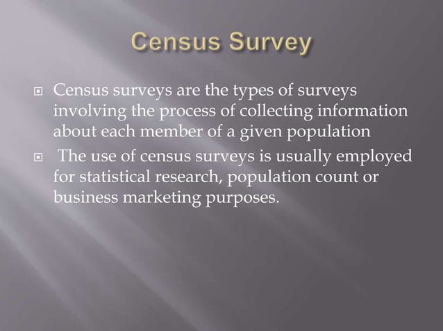 Presentation on census survey and sample survey | PPTX | Science