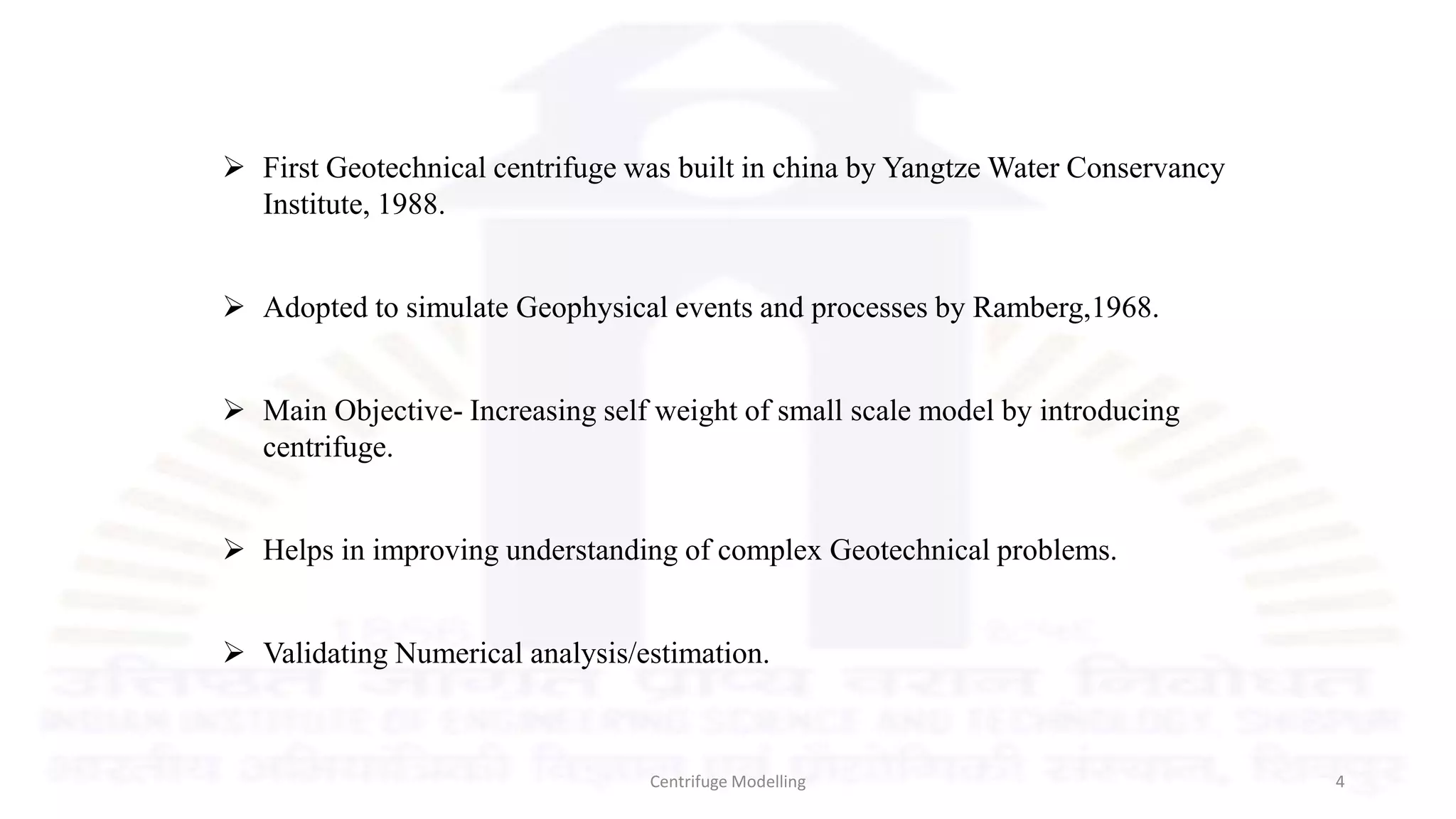 Presentation on centrifuge modelling for building tilt correction | PPT