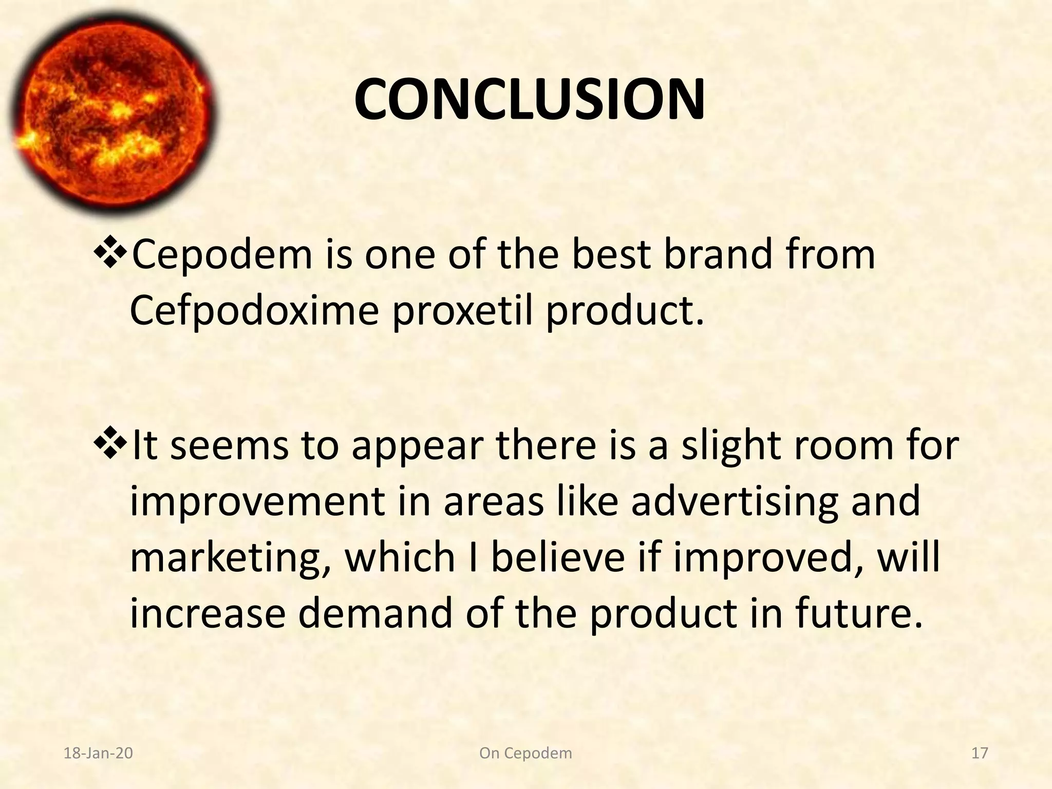 Presentation on Cepodem ( Cefpodoxime ) | PPTX