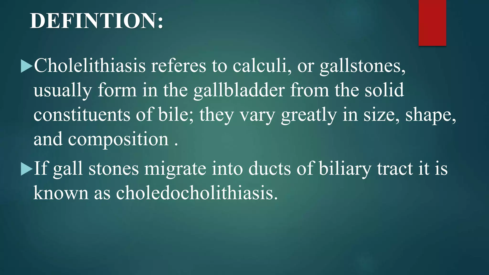 Presentation on cholelithiasis | PPTX