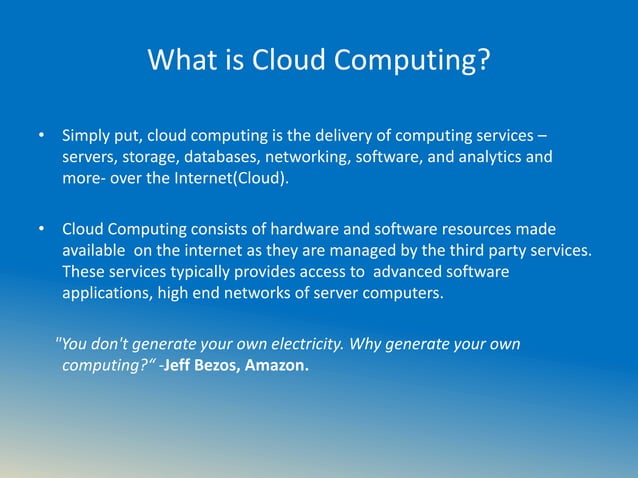 Presentation on Cloud computing | PPTX | Cloud Computing | Internet
