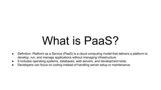 Presentation on Cloud Computing IaaS Paas | PDF
