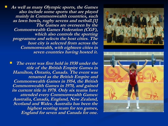 Presentation on common wealth games | PPT