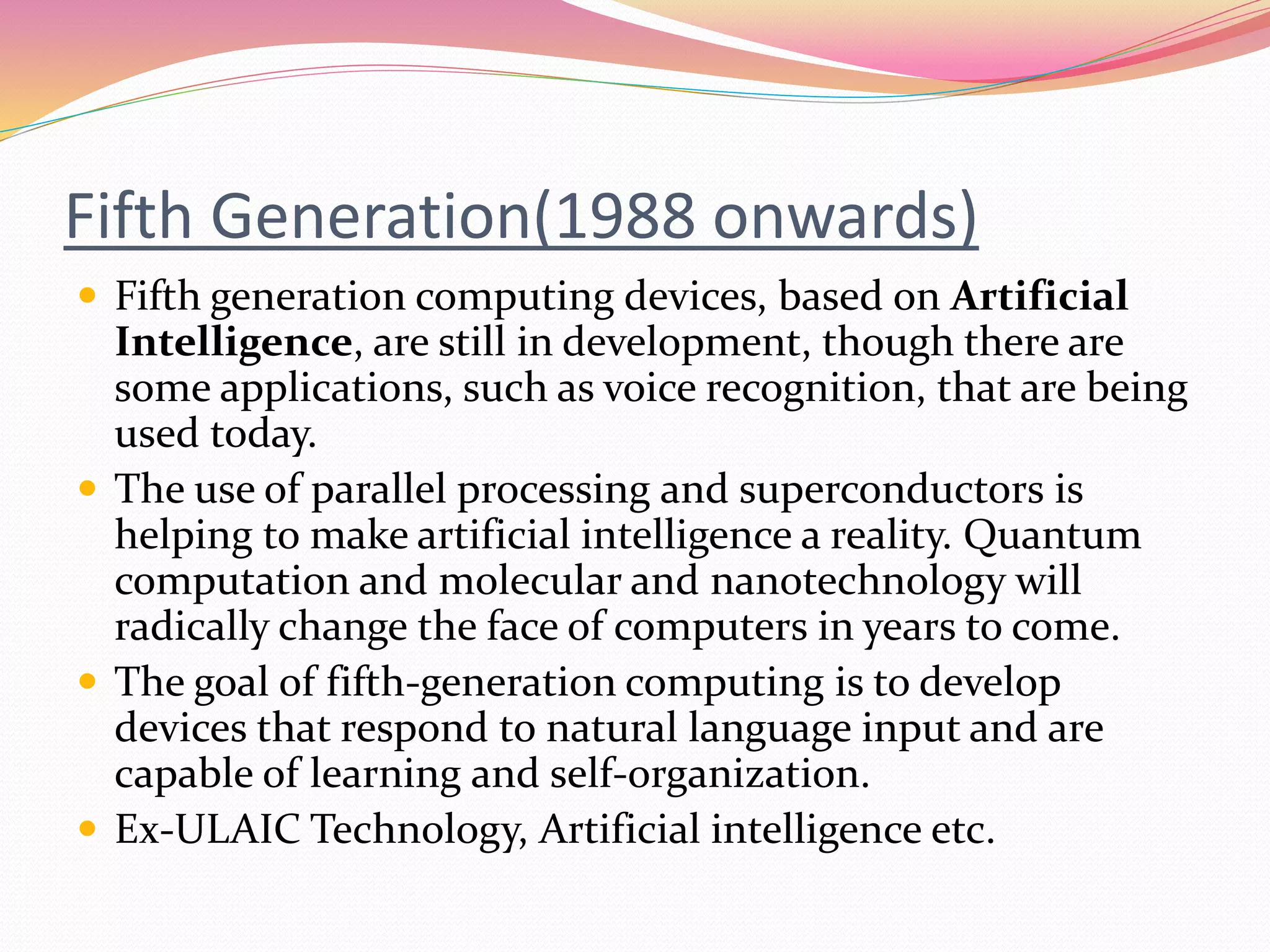 Presentation on computer generation | PPTX