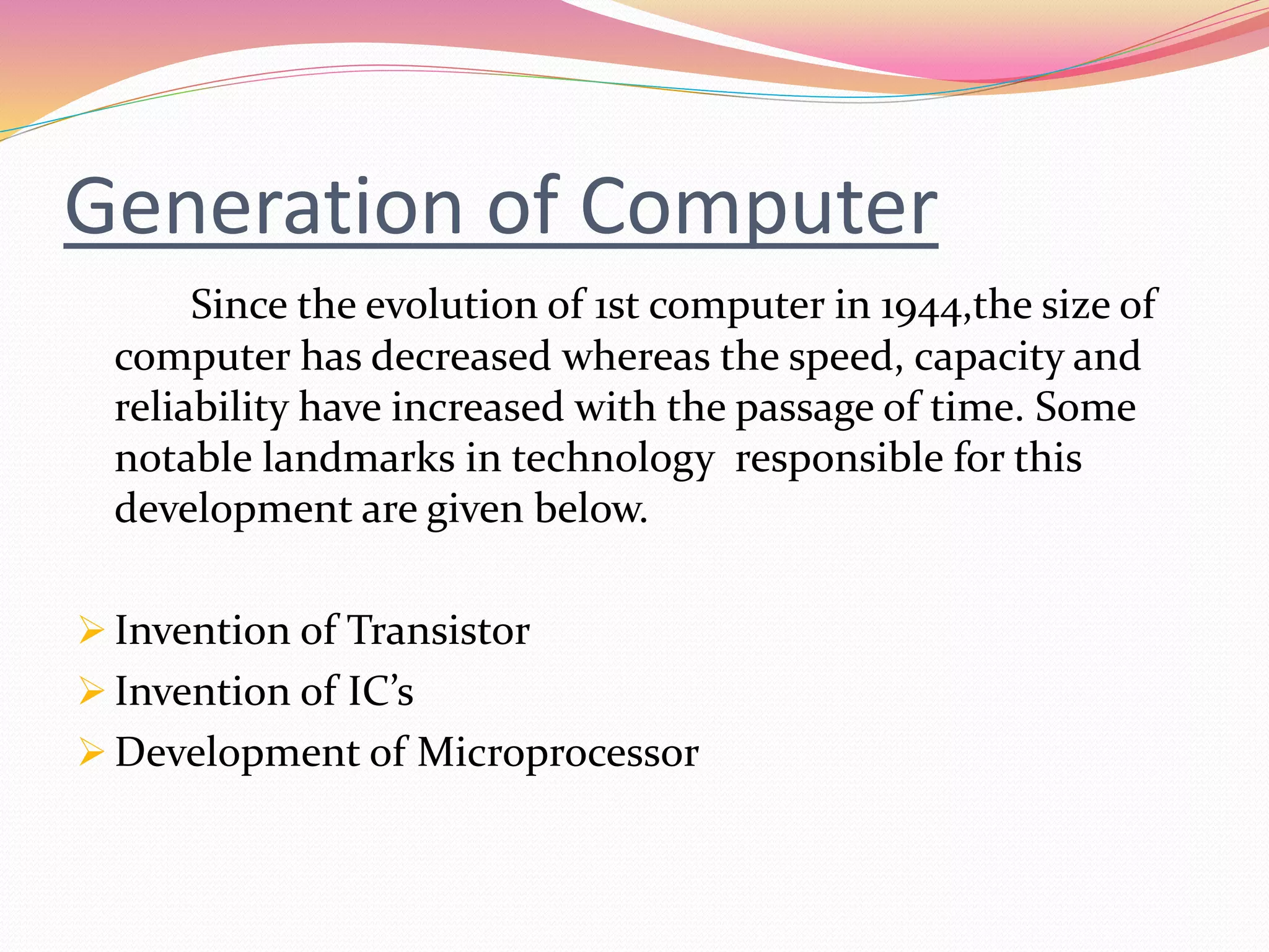 Presentation on computer generation | PPTX