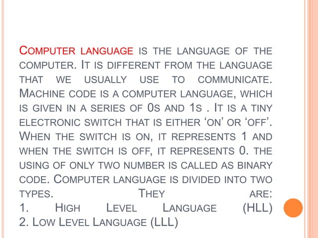 Presentation on computer language | PPTX | Programming Languages ...