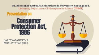 presentation on consumer act 1986.pptx | Consumer Issues | Business