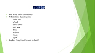 Presentation on control panel in web hosting | PPTX | Web Hosting ...