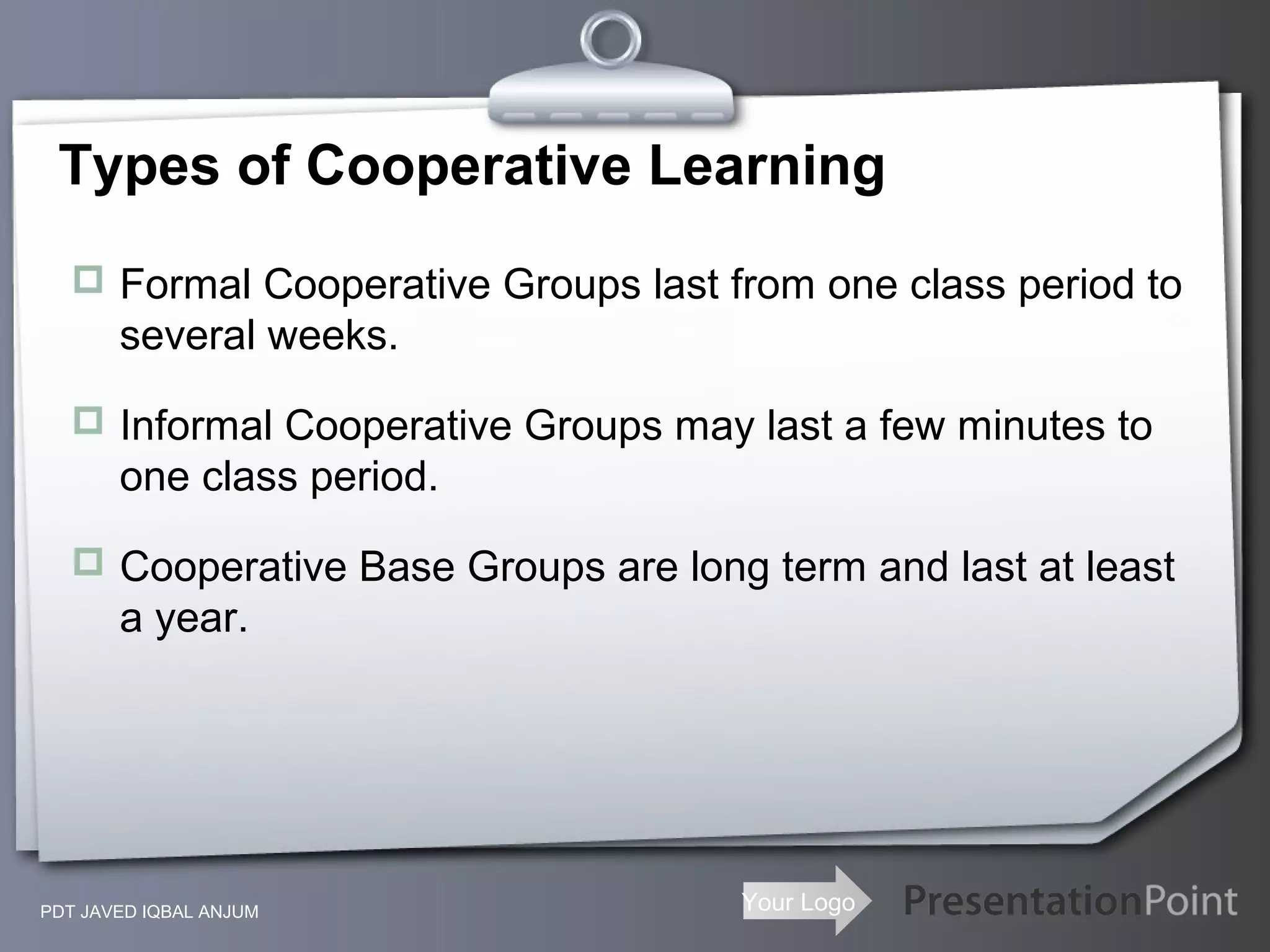 Presentation on cooperative learning | PPT