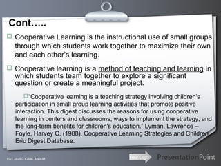 Presentation on cooperative learning | PPT