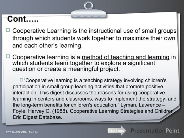 Presentation on cooperative learning | PPT | Educational Assessment ...