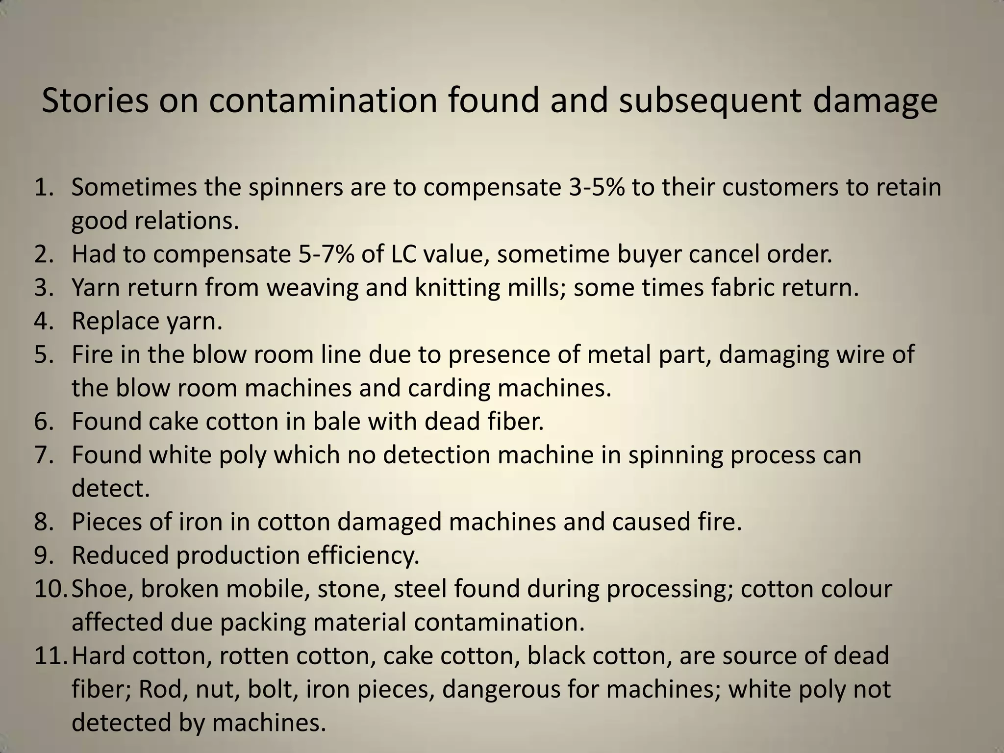 Presentation on cotton contamination survey | PPTX