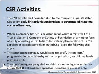 Presentation on CSR With new Approved Rules | PPTX