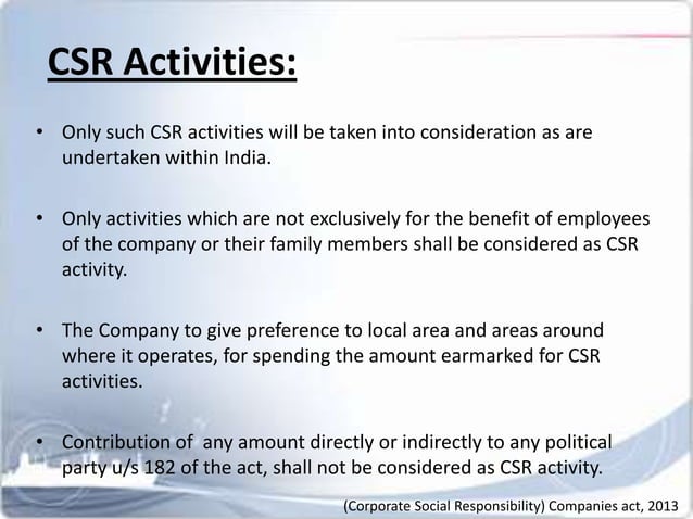 Presentation on CSR With new Approved Rules | PPTX