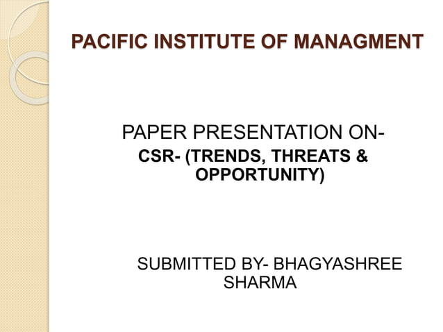 Presentation on csr | PPT