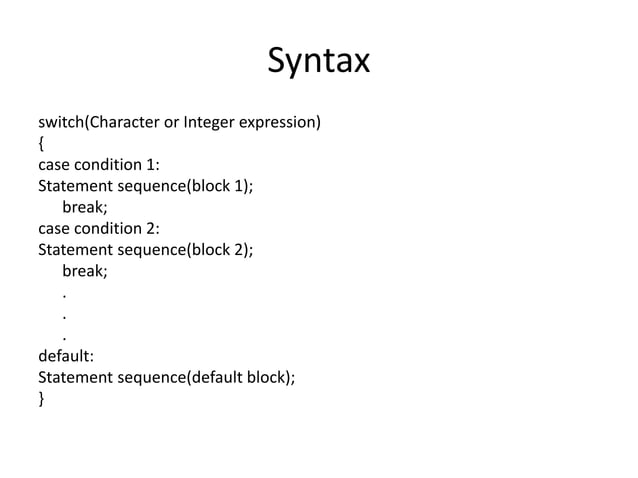 Presentation on C Switch Case Statements | PPTX