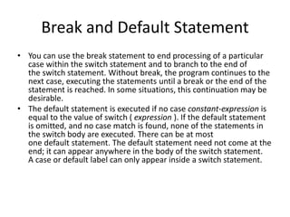 Presentation on C Switch Case Statements | PPTX