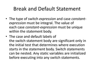 Presentation on C Switch Case Statements | PPTX